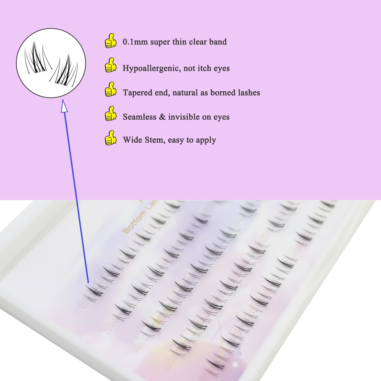 Bottom Lash Clusters DIY Lash Extension TEESTOU 60pcs Lower Individual Lashes Wispy Natural look 7mm Clear Band Wide Stem Under Eyelash Clusters for Daily Makeup (Bottom Lash Extesnion-X02-7mm)