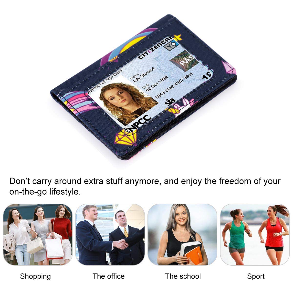 KAMO Slim Minimalist Wallet - Front Pocket Wallets with ID Window Wallet for Men Women Lady Girl Teens