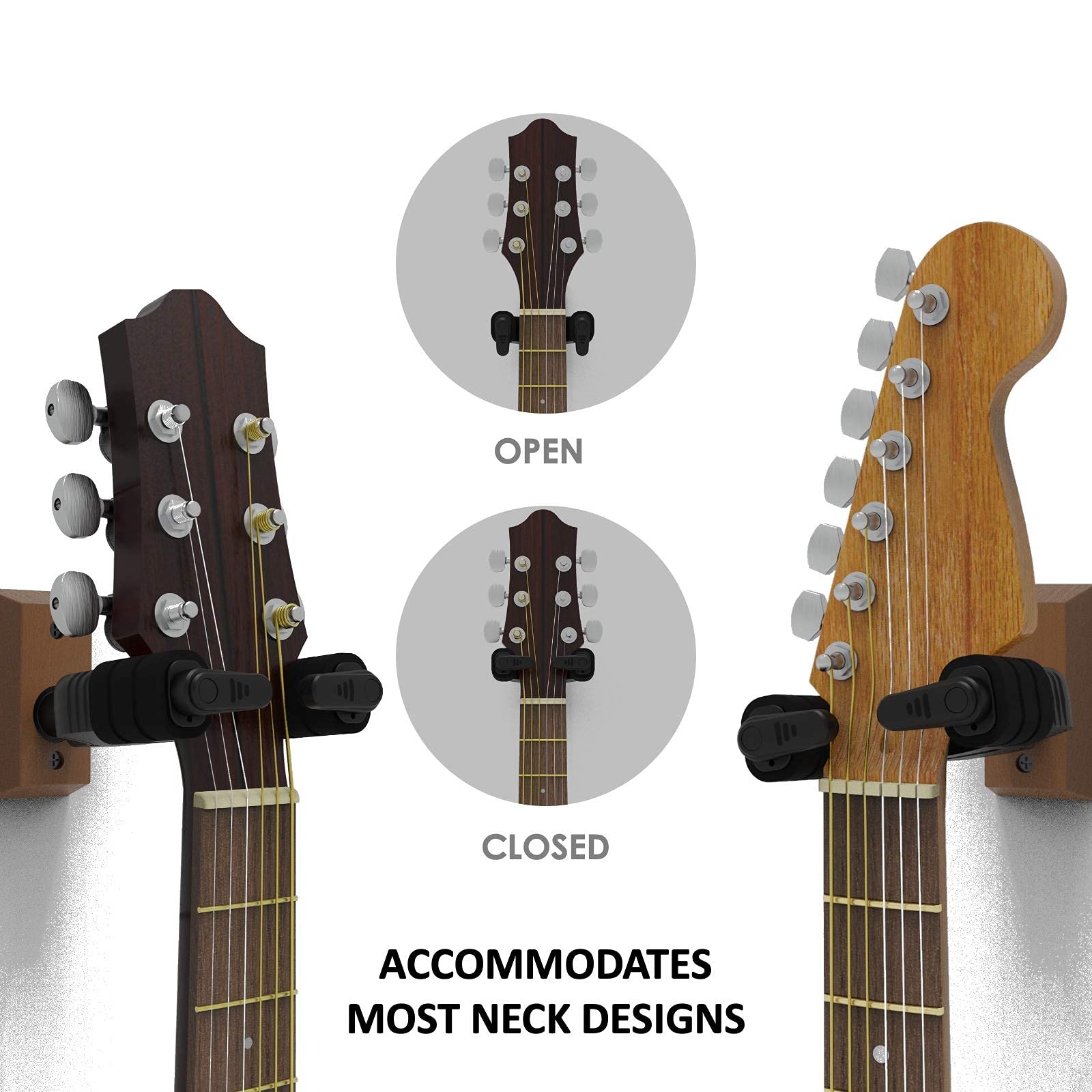 KLIQ TinyTune Tuner Pedal for Guitar and Bass and KLIQ Forte Wall-mount Instrument Hanger (Black) Bundle