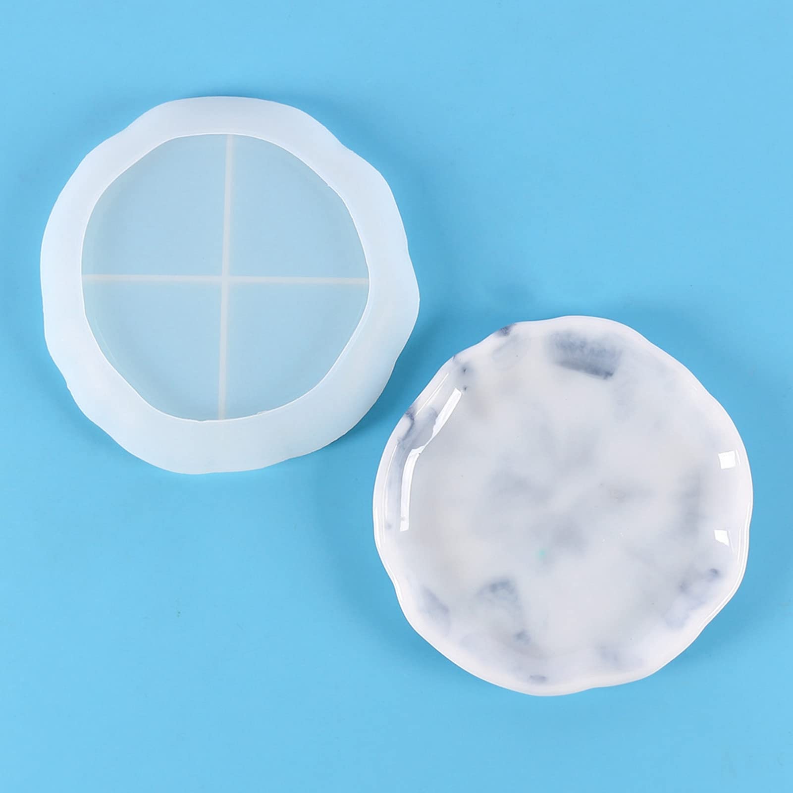 DEPILA DIY Resin Molds, Irregular Shape Thicken Soft Transparent Durable Wearable Silicone Resin Mold for Epoxy Resin Home Dish (Color : Round)