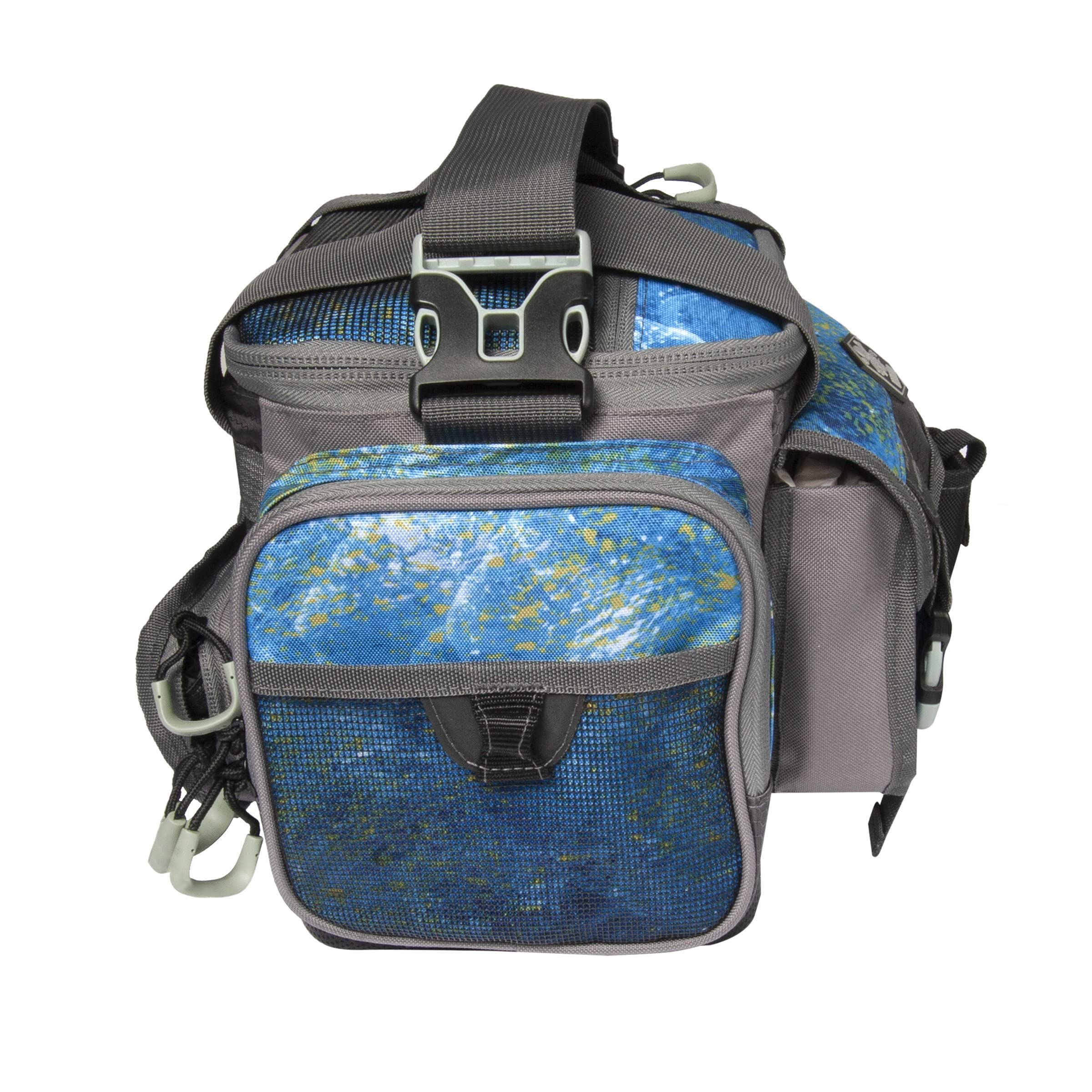 Calcutta Squall Tackle Bag | Mossy Oak Coastal Shoreline Pattern | 4 3700 Utility Boxes Trays | Removable Shoulder Strap | Compression Molded Bottom | Durable Construction