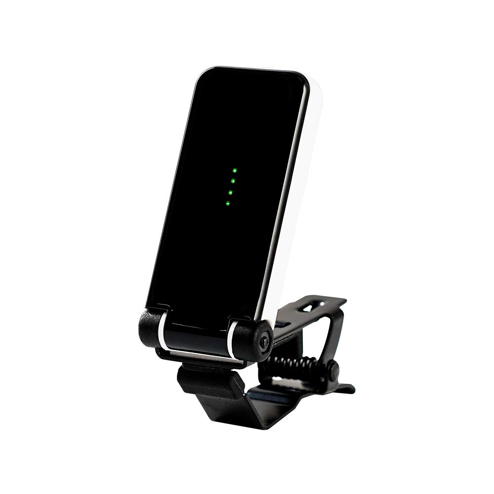 FLAMMA Guitar Tuner Clip On Tuner for Electric Guitar Bass Tuner Ukulele Tuner Power Saving Mode LED Display Metal Clip (White)