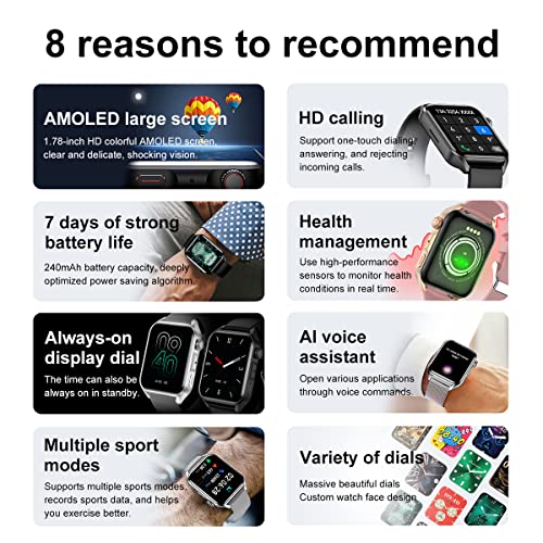gigididi Smart Watch for Women 1.79 Inch,Blood Pressure Smart Watch with Multiple Function Pedometer/Heart Rate/Sleep Monitor/Blood Oxygen for iPhone Android (Gold)