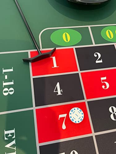 The Gaming Mat Company Roulette Table Mat for Casino Home Game Nights- Deluxe Vegas Roulette Table 35.5" x 71" x 0.12"- Big Mats Smooth Fabric Topper- Space for A Roulette Wheel- Double & Single Zero
