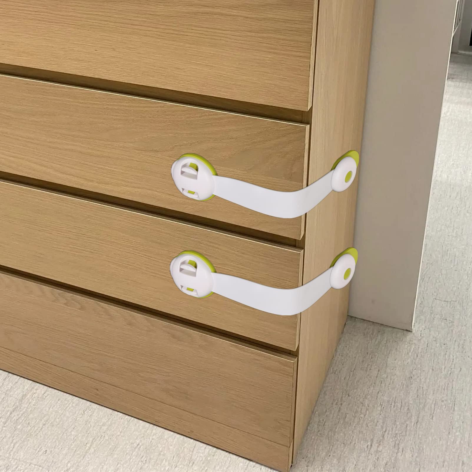 Child Safety Strap Locks (6 Pack) Child Proof Locks for Cabinet Doors, Child Proof Cabinet Latches, Child Safety Cabinet Locks, Drawer Locks Baby Proof Cabinet Locks
