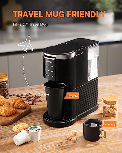 SHARDOR 3 in 1 Single Serve Coffee Maker for K Cup Pods & Ground Coffee & Teas, 6 to 14oz Brew Sizes, with 40oz Removable Water Reservoir, Self-cleaning Function