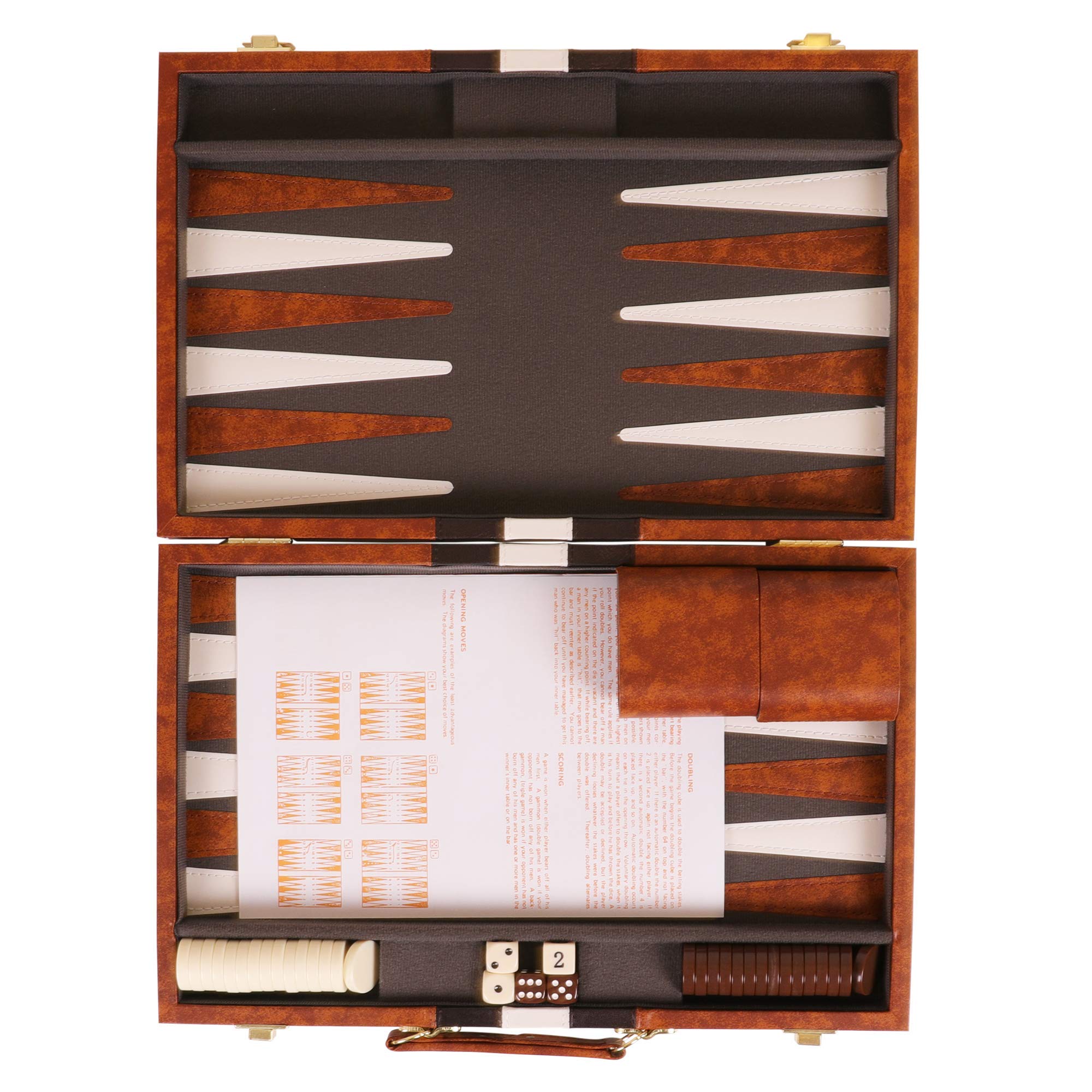 Kangaroo's β15 Inch Faux Leather Vinyl Backgammon Set I Premium Backgammon Board Game with Leather Case I Best Travel Game Sets for Adults I Luxury Foldable Classic Board Game