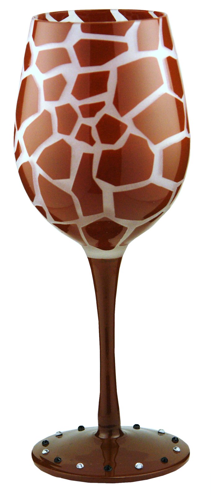 Bottom's Up 15-Ounce Giraffe Handpainted Wine Glass