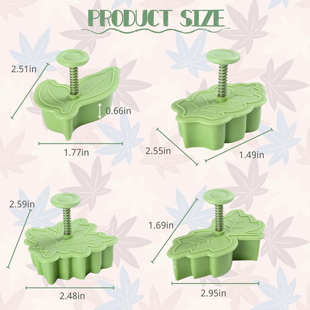 Cake Leaves Baking Pie Crust Mold Cookie Cutters, Pastry/Fondant Stampers/Apple Pie for Thanksgiving, Set of 4 (Random Color)