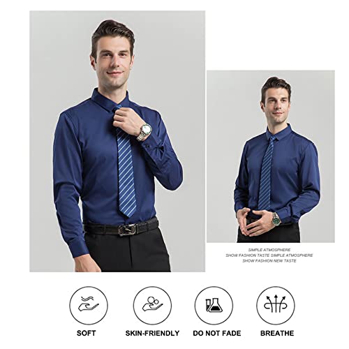 HOTIAN Men's Slim Fit Dress Shirt Spread Collar Tuxedo Shirt Button Down Solid Color (Light Green,Medium)