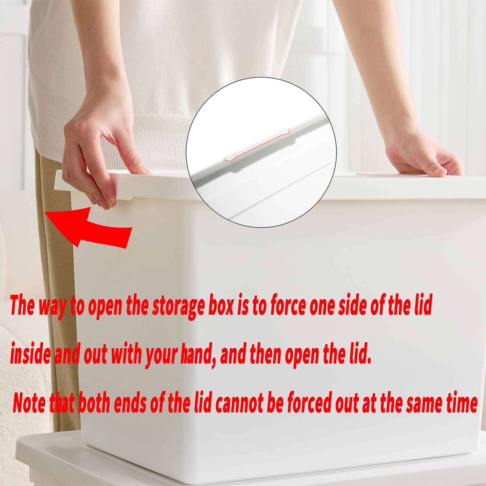 Yishyfier White Storage Bins with lids,Stackable Plastic Boxes Set of 4,Storage Box with handle for Organizing Snacks, Crafts,Crafts, Tools,books(white, 4XL)
