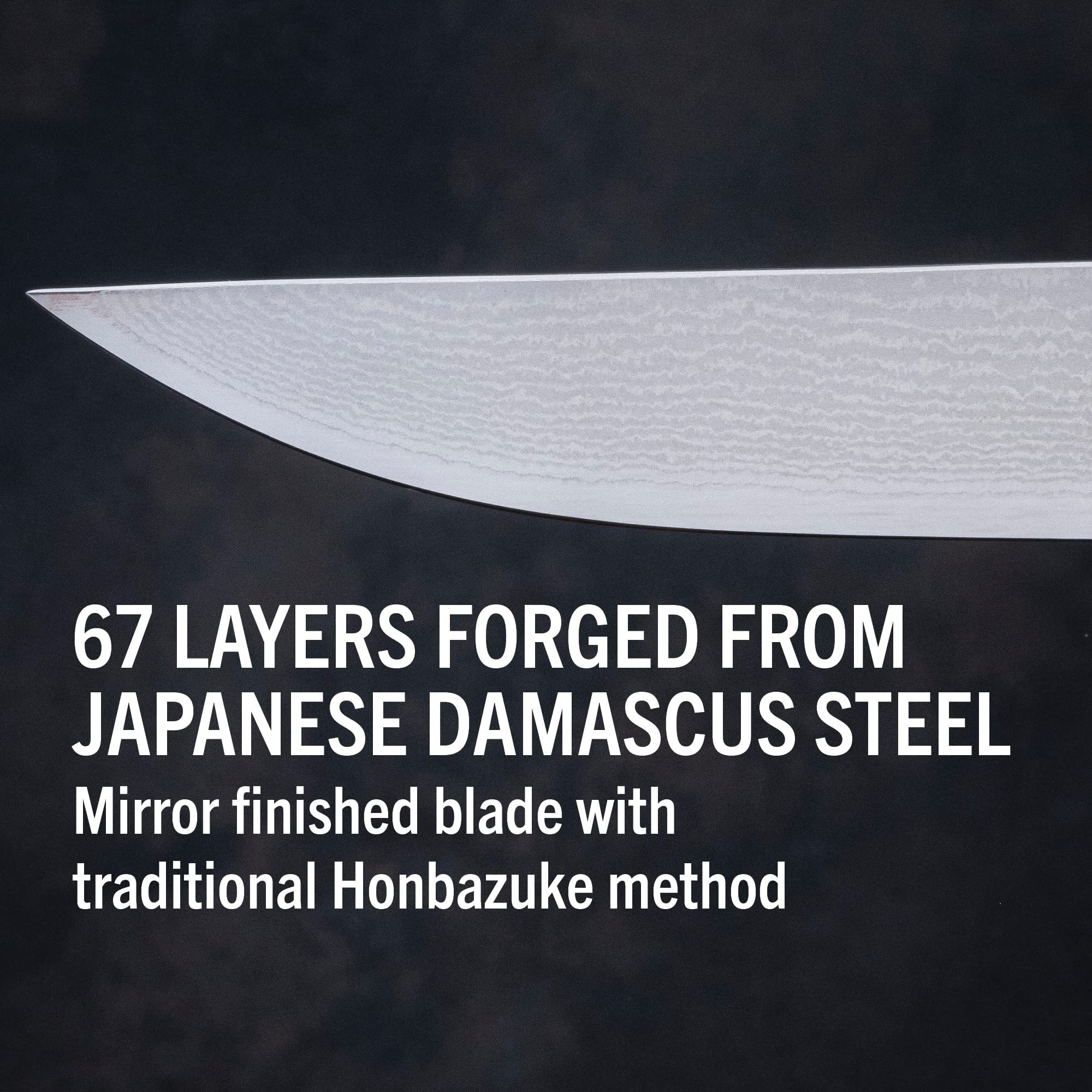 HexClad Essential Knife Set, 6-Piece, Japanese Damascus Stainless Steel Blades, Full Tang Construction, Pakkawood Handles