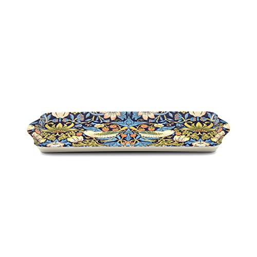 Pimpernel Morris & Co Strawberry Thief Blue Collection Sandwich Tray | Serving Platter | Crudité and Appetizer Tray for Indoor and Outdoor use, Made of Melamine, Measures 15.1" x 6.5", Dishwasher Safe