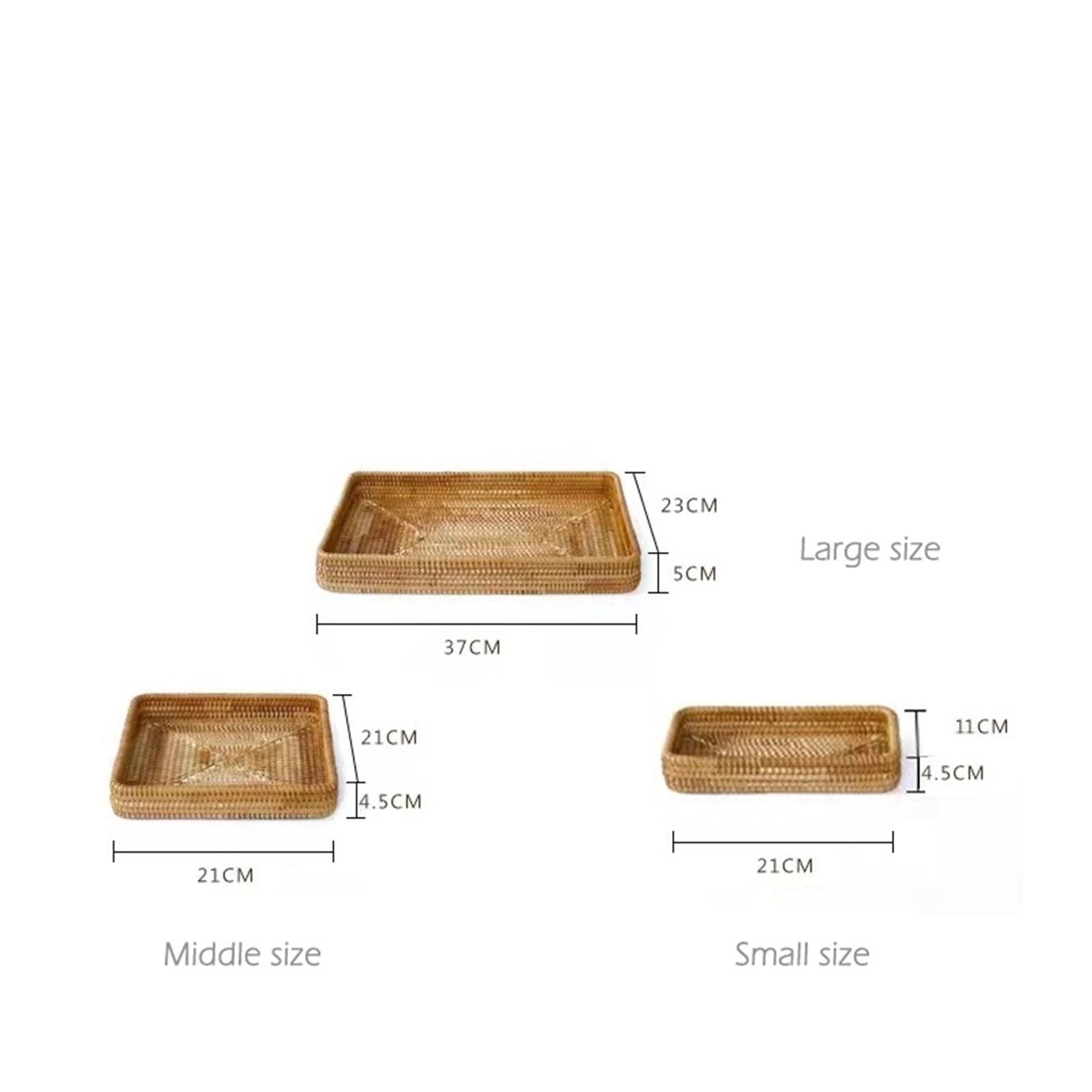 DEPILA Multifunctional,Food Tray Hand-Woven Storage Basket Rattan Storage Tray Wicker Baskets Bread Fruit Food Breakfast Display Box Home Decoration Tray (Size : Small)