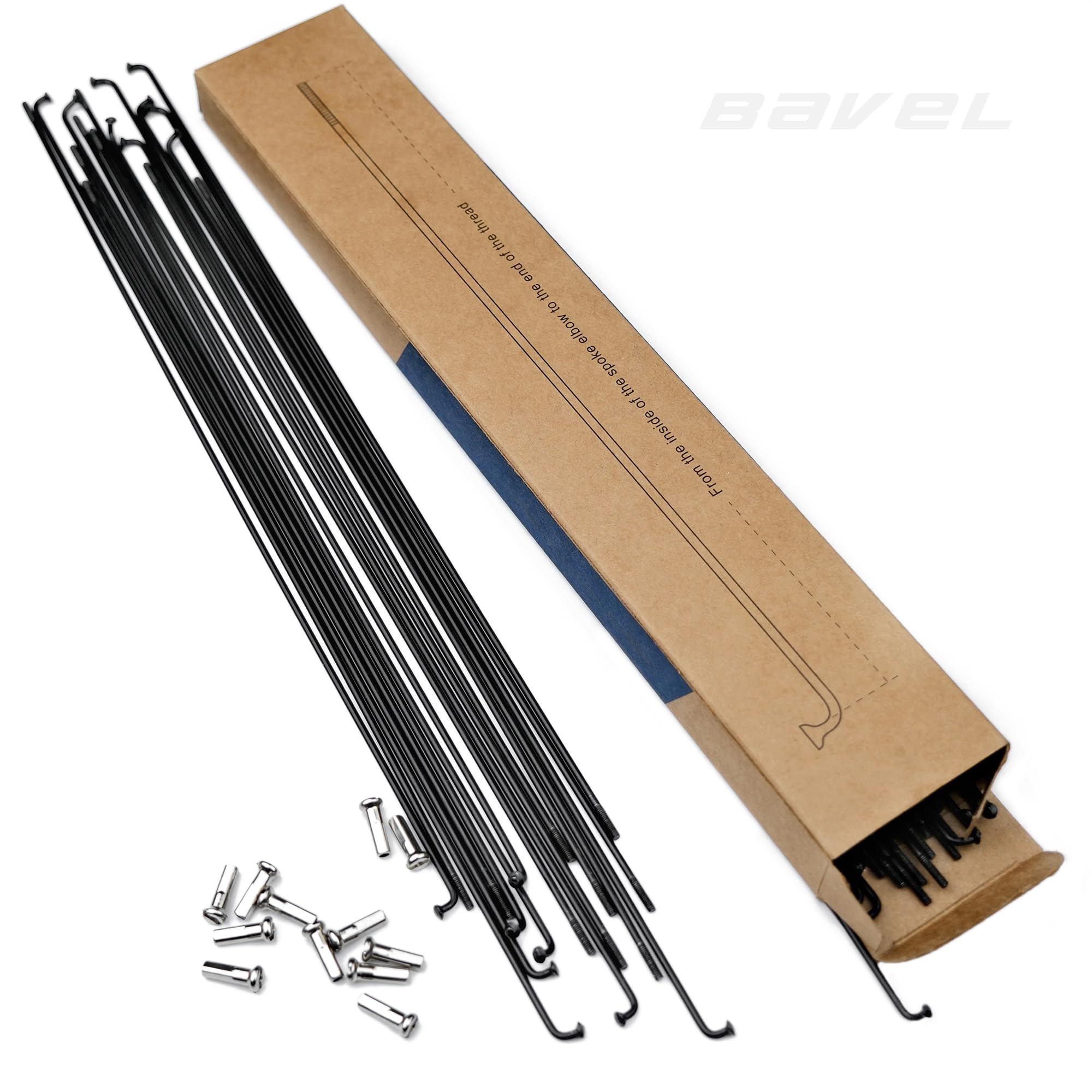 BaveL Steel Spokes Mountain Bike Spokes MTB 220mm w/Nipples 36PCS (black, 220)