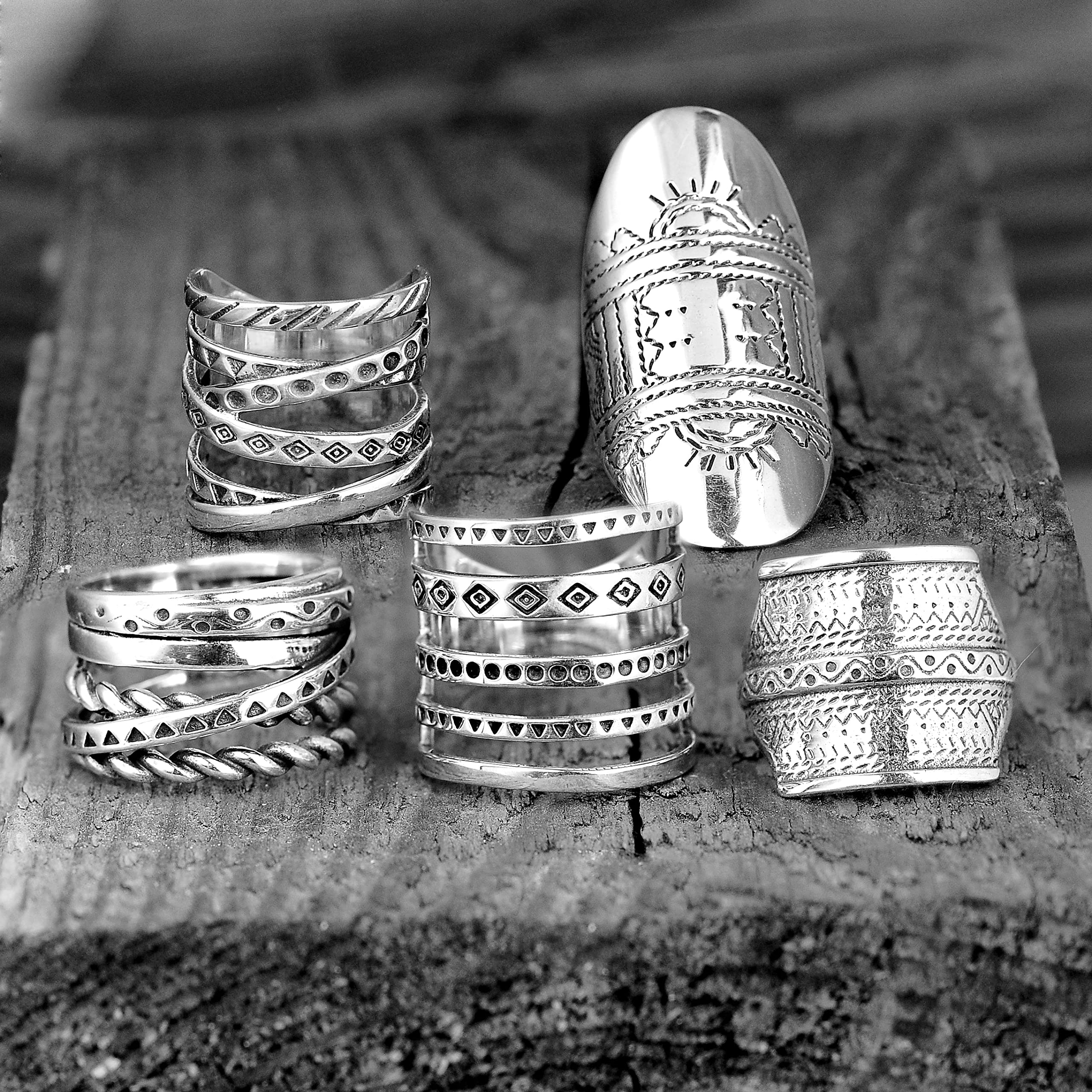 Boho-Magic Sterling Silver Ring for Women Statement Wide Band Engraved Jewelry (9)