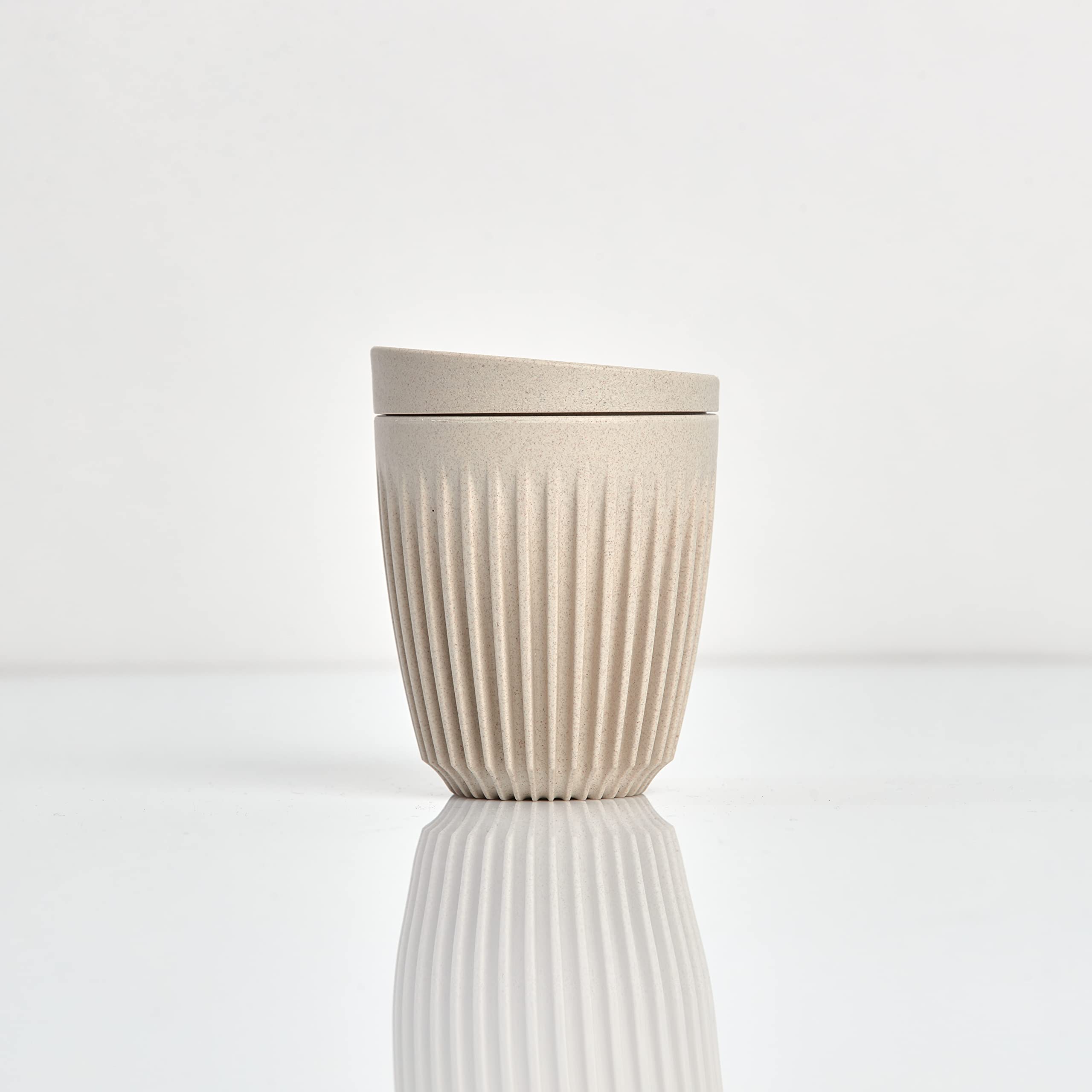 Huskee Mug ā 8 oz ā Reusable ā Sustainable ā Made of Coffee Sleeve ā with Lid ā Natural