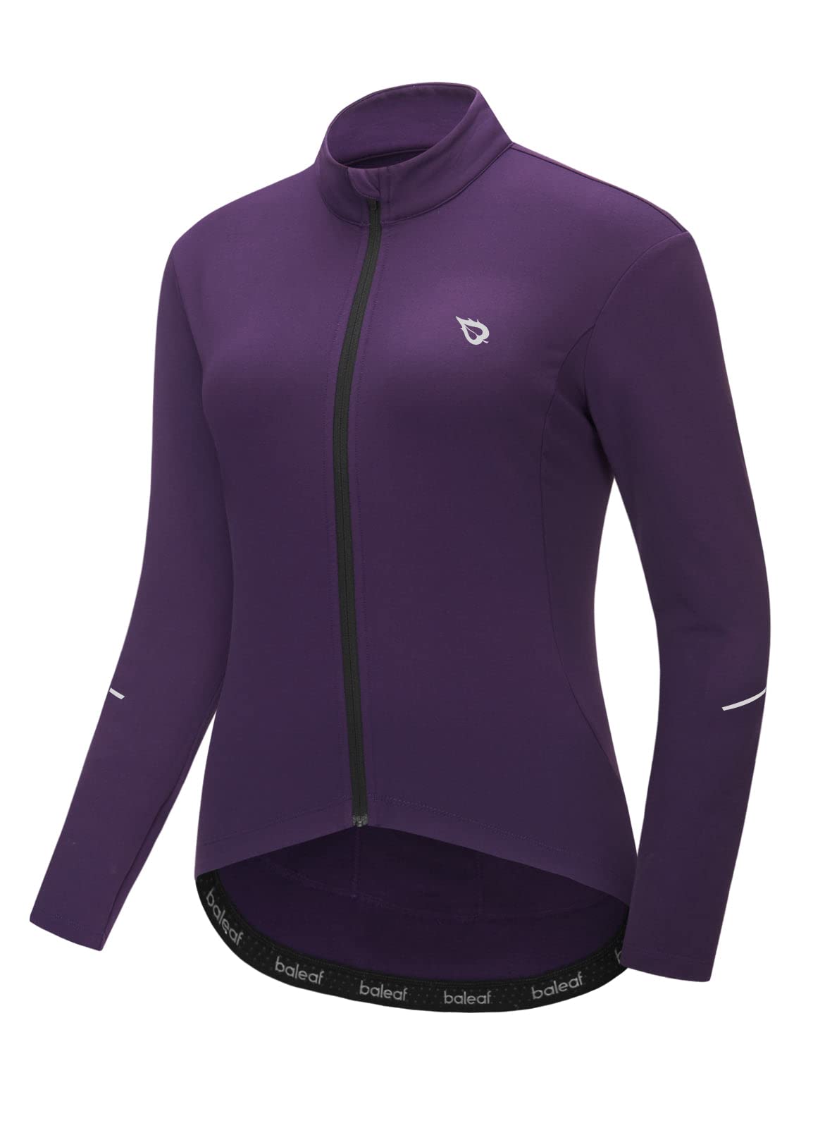 BALEAF Women's Thermal Cycling Jersey Long Sleeve Winter 4 Pockets Bike Fleece Jackets Windproof Reflevtive Cold Weather Purple L