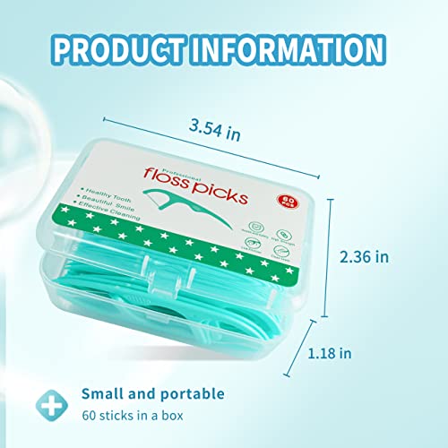 Dental Floss Picks, 5 Travel Floss Cases 300 Counts Dental Flossers,Floss Sticks,Tooth Floss,Dental Sticks,Dental Picks Disposable,Teeth Flossers Picks (Pack of 5, 300) (300Count)
