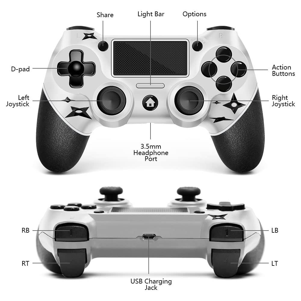 Blue Red Wireless PS-4 Controller, Compatible with /PS4/Slim/Pro with Dual-Vibration for PS4…
