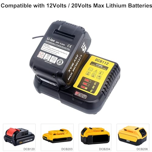 DCB112 Replacement Battery Charger for 20V Charger DCB101 DCB105 DCB115 DCB107,Compatible with 12V&20V/60V MAX Lithium-Ion Batteries DCB206 DCB204 DCB230 DCB240 DCB120 DCB126 DCB612 DCB609 DCB606