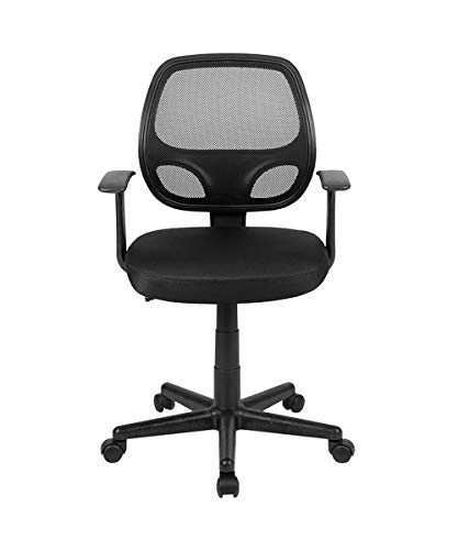 Flash Furniture Flash Fundamentals Mid-Back Black Mesh Swivel Ergonomic Task Office Chair with Arms