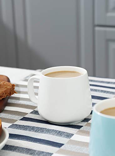 Porcelain Coffee Mugs Set of 4-12 Ounce Cups with Handle for Hot or Cold Drinks like Cocoa, Milk, Tea or Water - Smooth Ceramic with Modern Design, White