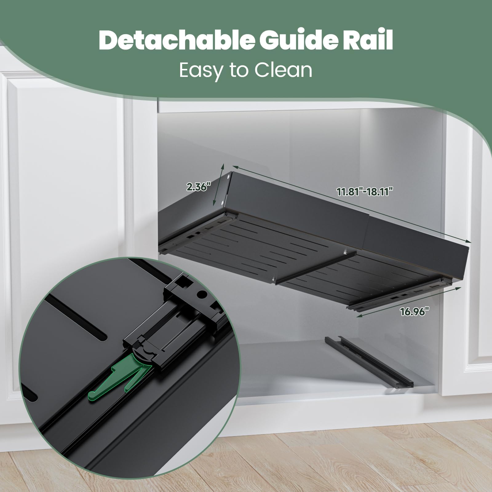 CHIOCWARE Pull Out Drawers for Cabinets,Pull Out Cabinet Organizer,Slide Out Drawers for Kitchen Cabinets, (11.81"~18.11") W,16.93" D,for Kitchen, Bathroom, Pantry