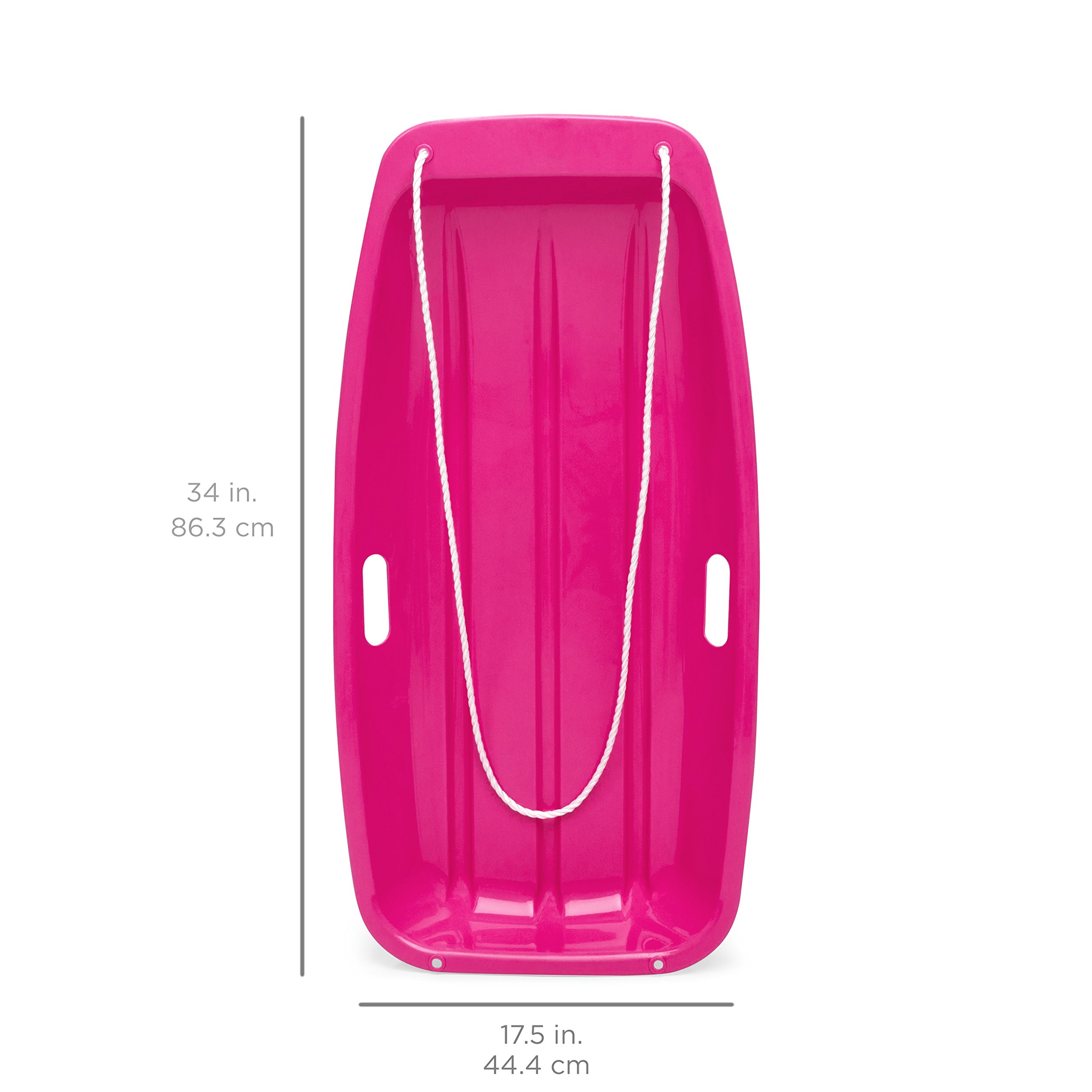 Best Choice Products 35in Kids Plastic Toboggan Snow Sled w/Pull Rope, 2 Handles