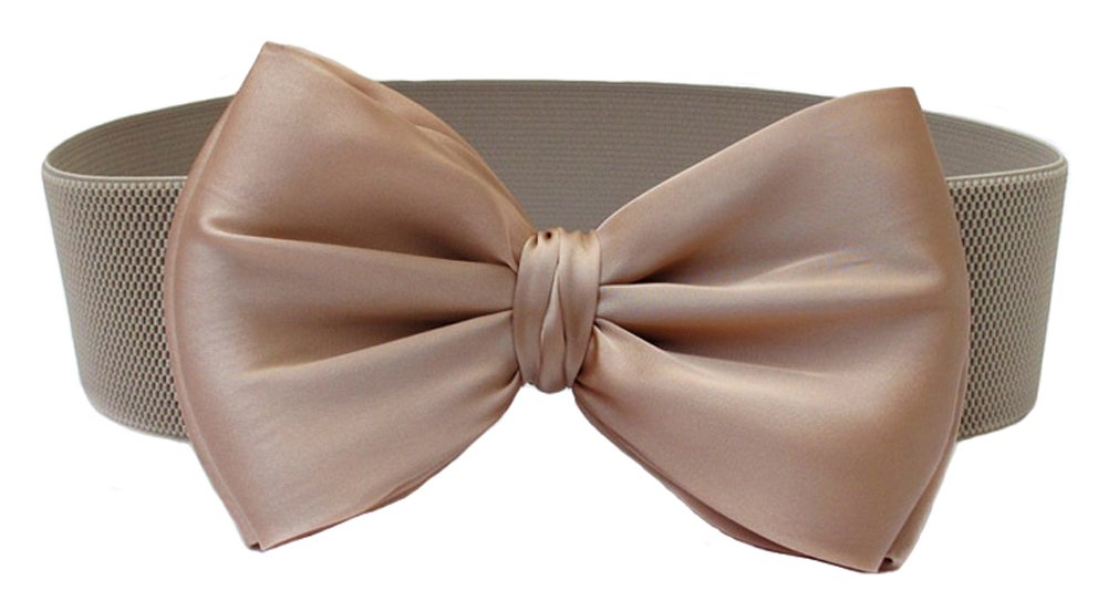 BAIMIL Bow-knot Wide Interlock Buckle Womens Elastic Waist Belt Beige One Size