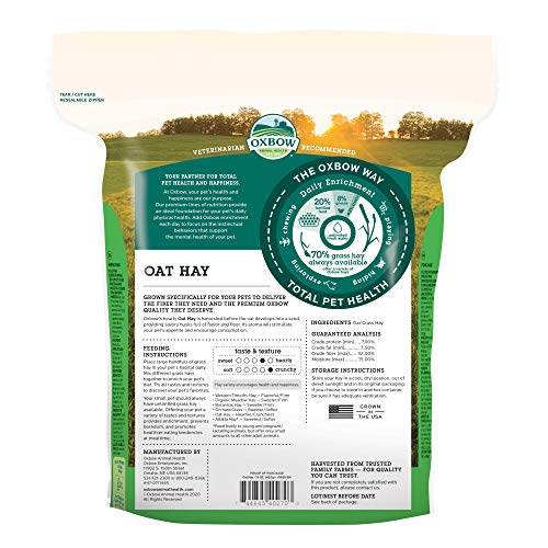 Oxbow Animal Health Oat Hay - All Natural Hay for Rabbits, Guinea Pigs, Chinchillas, Hamsters & Gerbils - 15 oz.