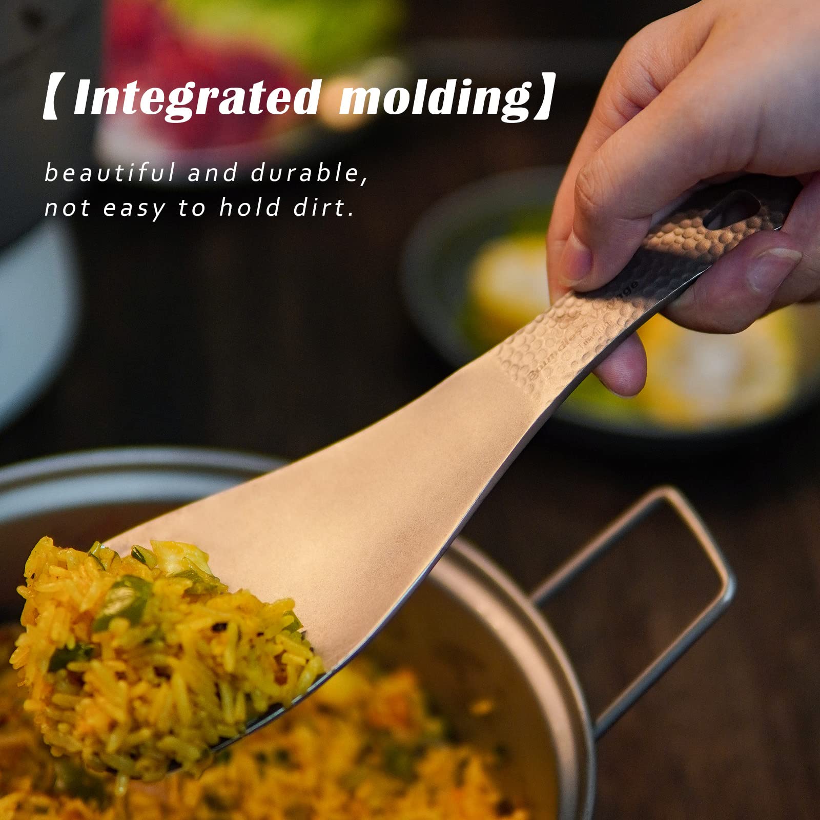 Boundless Voyage Titanium Rice Spoon Short Handle Spoon Cooking Shovel Outdoor Camping Household Rice Shovel Scoop Rice Spoon Thickened Ti1079T