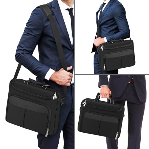 Enkinil Laptop Bag, 17 inch Waterproof Protective Messenger Briefcase Bag with Adjustable Shoulder Strap, Multifuntional Shoulder bag for Men Women Travel/Business(Black)
