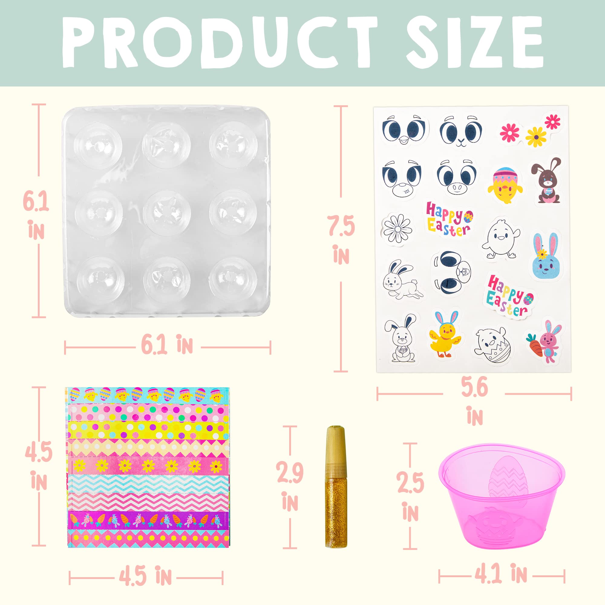 Klever Kits 47 Pcs Easter Egg Dye Decorating Kit Gift with Painting Crafts, Stickers for Kids Boys Girls Easter Creativity Activity, Party Decor, Party Favor