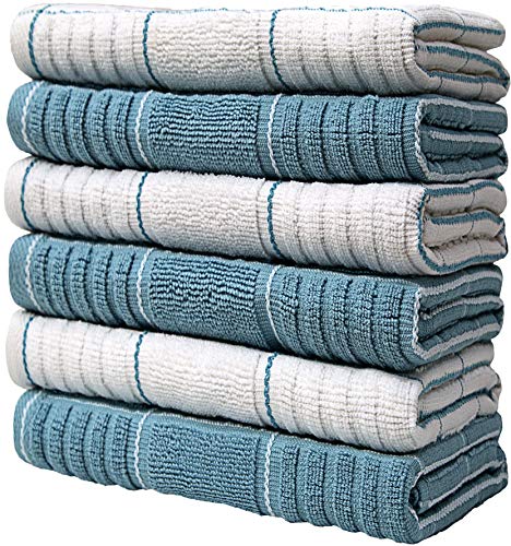 Premium Cotton Kitchen Towels (16" x 26") | Absorbent Dish Towels | 435 GSM Cotton Tea Towels | Kitchen Hand Towels | Dish Towels for Kitchen | Aqua