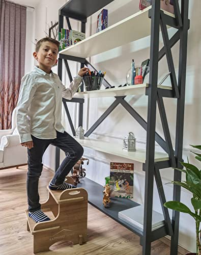 SAPPHIRE HOME Step Stools for Kids, Durable Safe Sturdy Easy Assembly No Screw Toddler Step Stool for Bathroom Sink, Montessori Design Potty Traing Step Stool