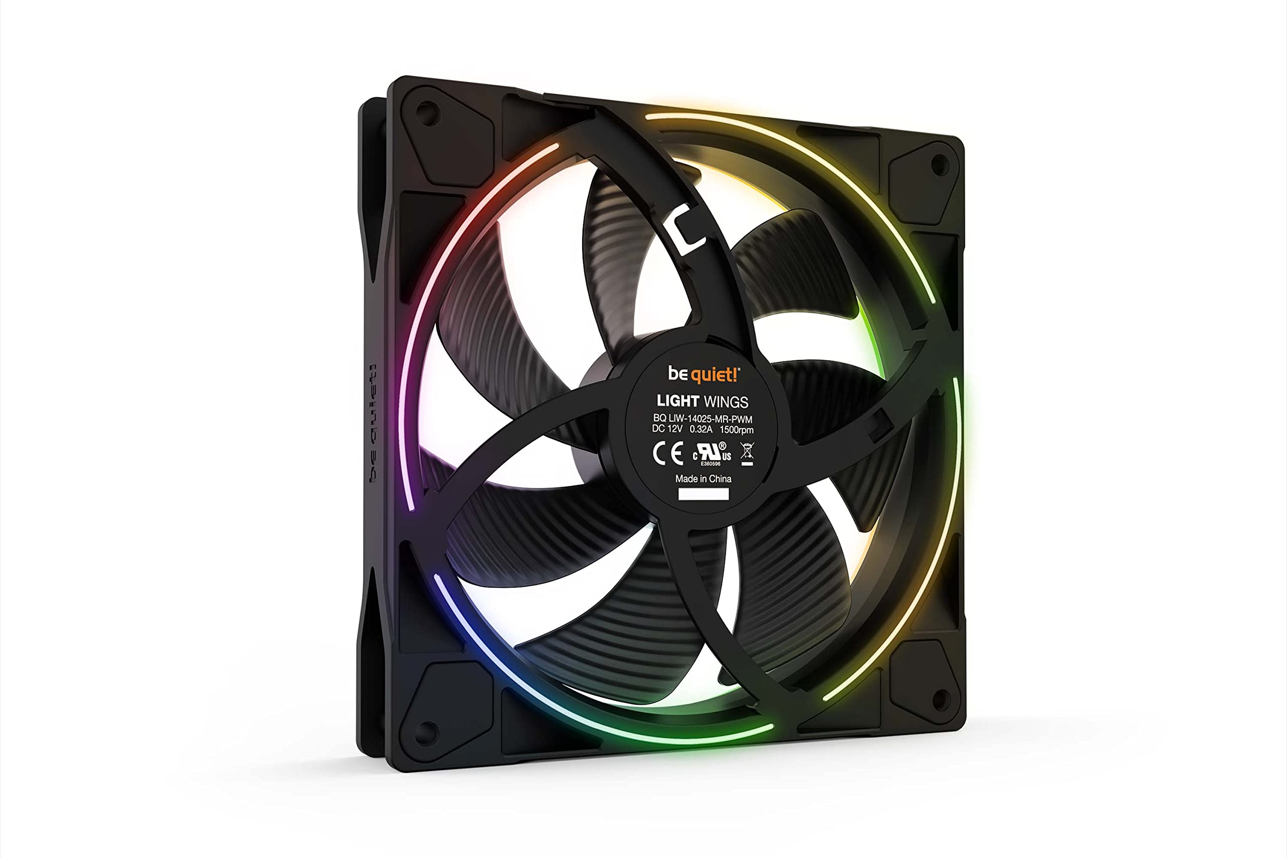 be quiet! Light Wings 140mm PWM Premium Low Noise ARGB Cooling Fan | 4-Pin | Black | BL074