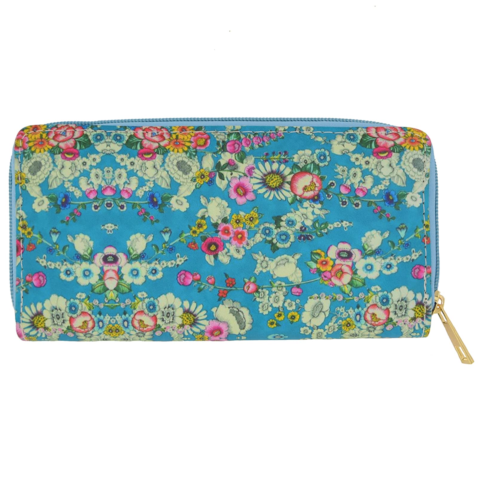 Kolacoo Floral Pattern Long Wallet Cute Tropical Flower Printed Zipper Clutch Purse Card Holder (Floral 1)