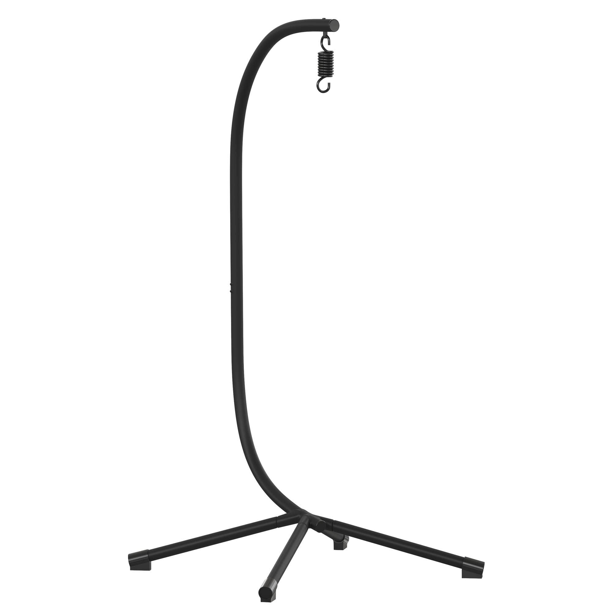 Flash Furniture Harvo Commercial All-Weather Hanging Hammock Chair C-Stand - Black Heavy Duty Steel Offset Base - Included Hardware - 360 Degree Rotation