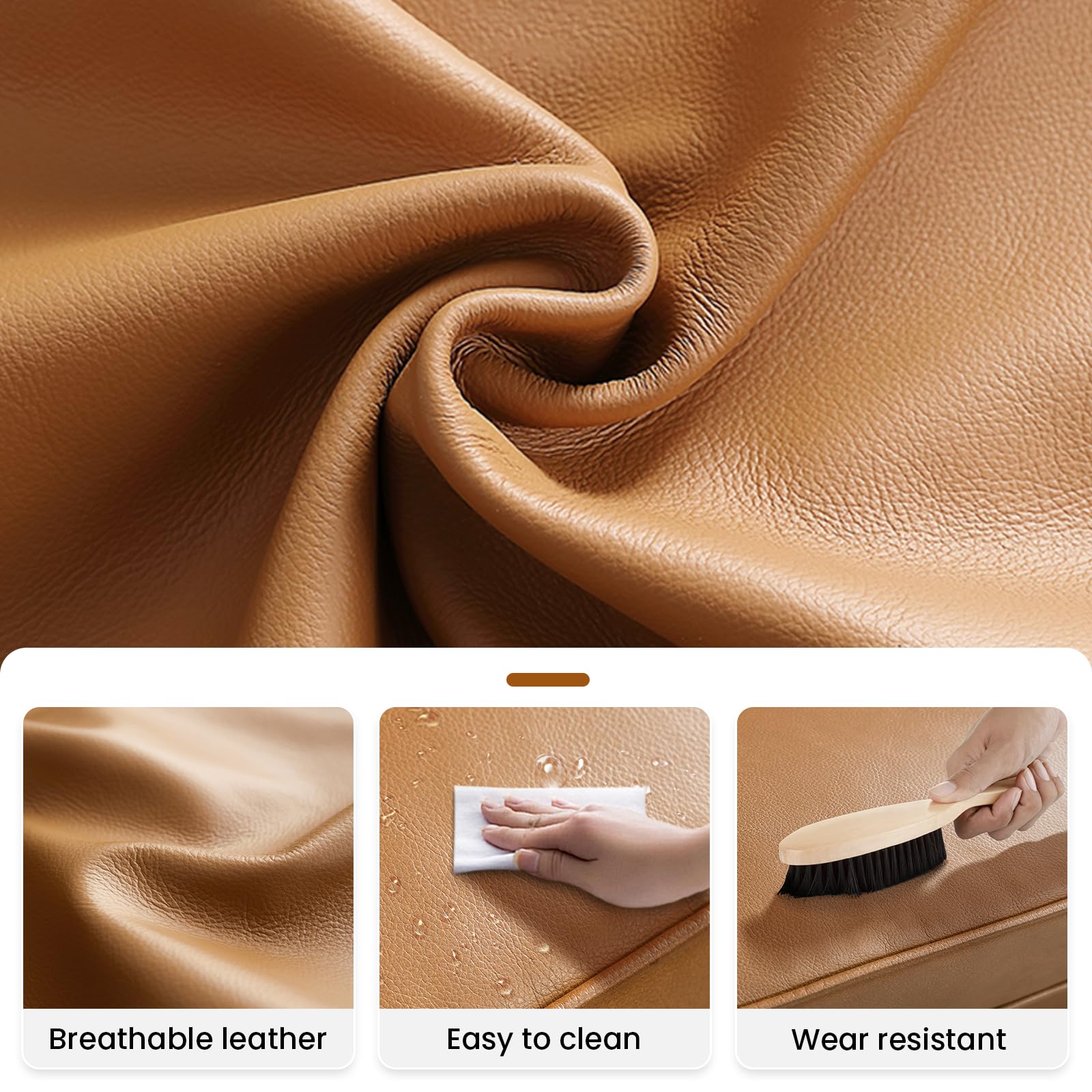 COUCHOICE Modern Faux Leather Sofa Couch,Loveseat Sofa,Small Sofa,with Spring Cushions and Solid Wood Frame,Removable Sofa Cover,Suitable for Living Rooms,Offices,Apartments(88.58inch,Brown)