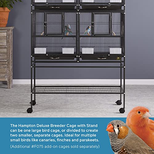 Prevue Pet Products F070 Hampton Deluxe Divided Breeder Cage with Stand,Black Hammertone,1/2"