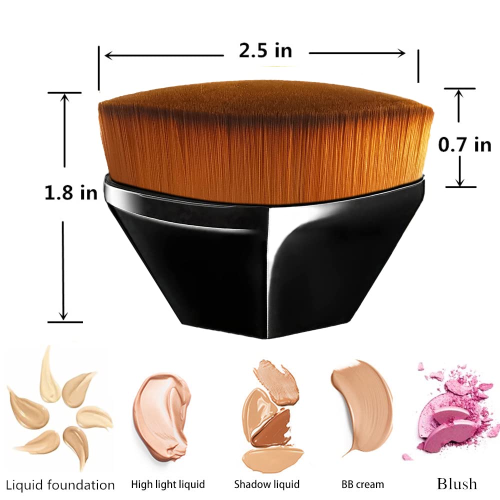 Bling Toman 3 Pcs Face Body Foundation Brush for Liquid Momma Kabuki Brush Flawless Makeup Brush for Powder Fast Application Blusher Liquid Cream Powder Brush Blending Buffing Vegan Face Brush with