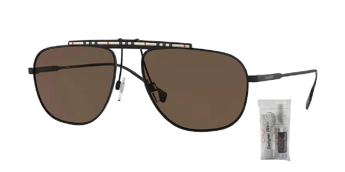 BE3121 Dean 100173 59MM Black/Brown Aviator Sunglasses for Men + BUNDLE with Designer iWear Eyewear Kit