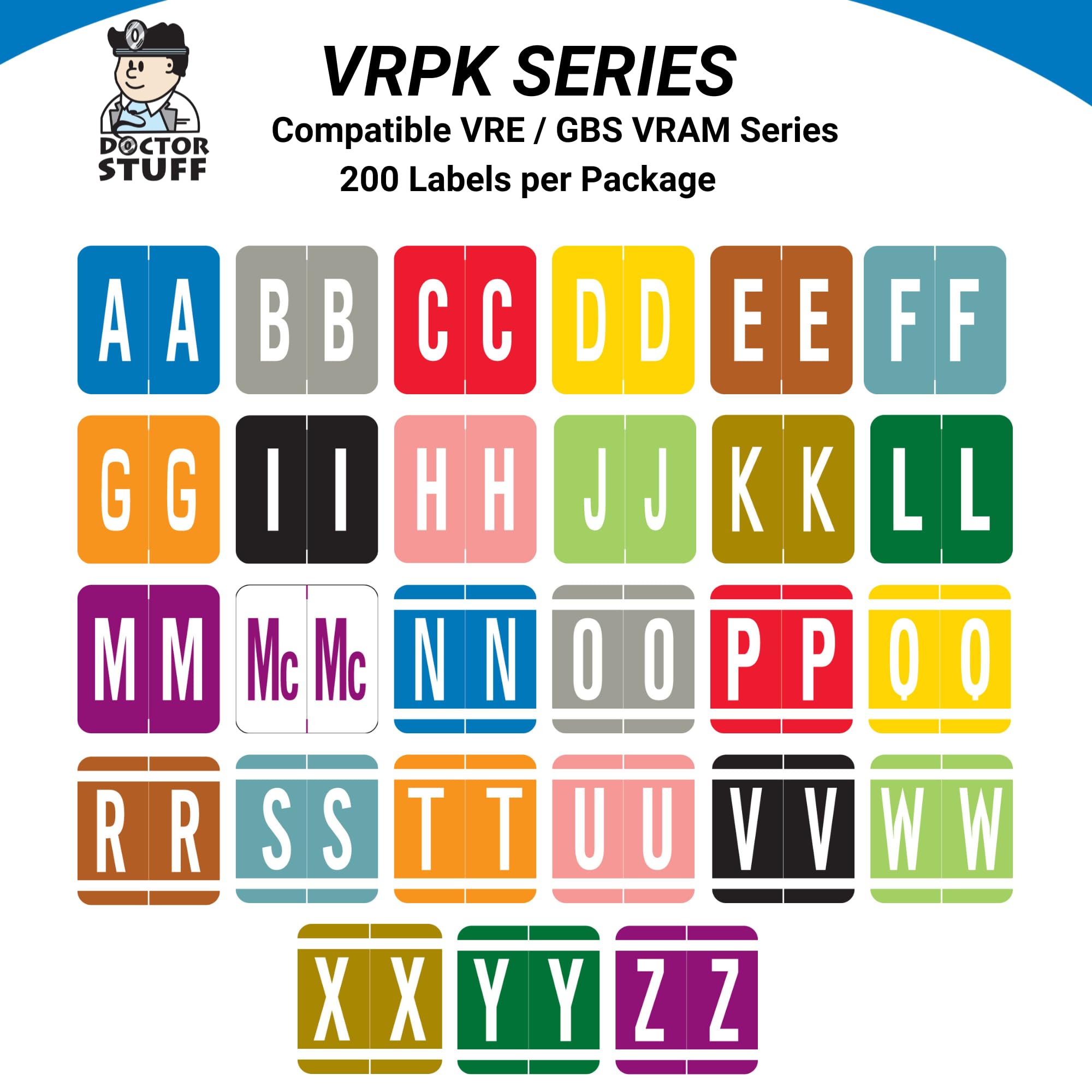 Doctor Stuff - File Folder Labels, Ringbook Sheets Alphabet Letter T, VRE/GBS 8850 - VRAM Series Compatible Alpha Stickers, Orange, 1.3" x 1.25", 200/Package