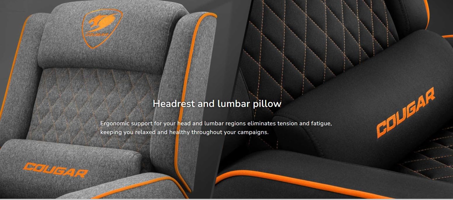 COUGAR Ranger ONE Gaming Sofa, Woven Fabric, Side Pocket, Headrest and Lumbar Pillow, Adjustable Recline Options