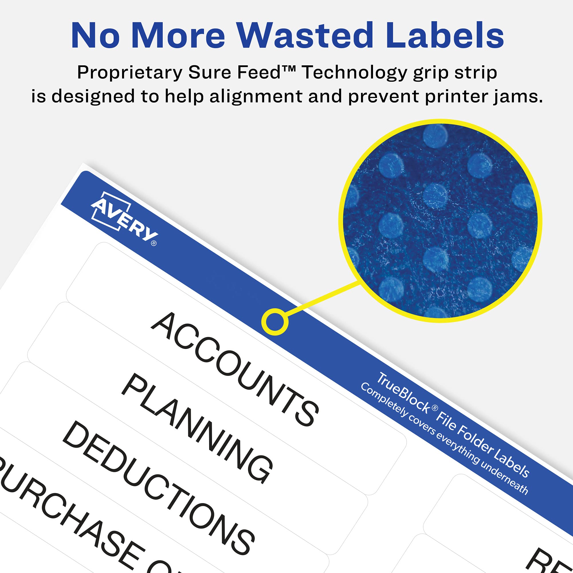 Avery TrueBlock File Folder Labels, 2/3" x 3-7/16", 750 Printable Labels, White/Purple, Permanent (5666)