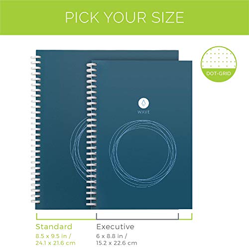 Rocketbook Wave Smart - Dotted Grid Eco-Friendly Notebook with 1 Pilot Frixion Pen Included - Standard Size (8.5" x 9.5"), BLUE (WAV-S)