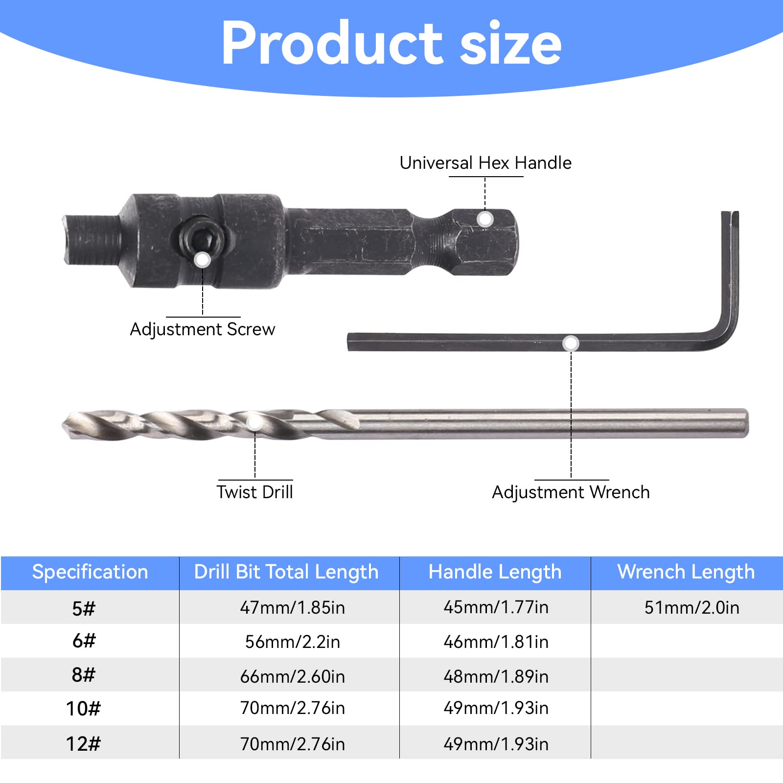 Countersink Drill Bit Set, 6Pcs Counter Sink Drill Bits Counter Sinker Drill Bit Set for Wood, Woodworking Carpentry Countersink Drill Bits