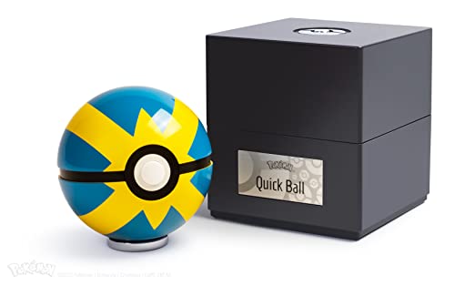 The Wand Company Pokémon Poké Ball Authentic Replicas - Realistic, Electronic, Die-Cast Poké Ball with Display Case Light Features (Quick Ball)