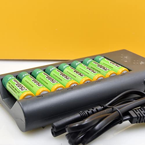 CANNOA 5 Rechargeable Batteries 2500 MAh 8 Smart Fast Charger Kit for 8 Chargers Rechargeable Battery